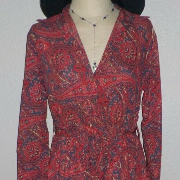 Chaudry | Dresses | Chaudry Misses Size Large Red Paisley Floral Print ...